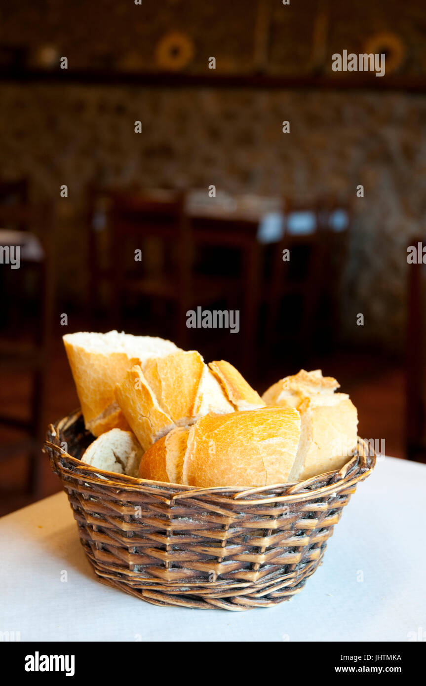 Basket with bread Stock Photo - Alamy