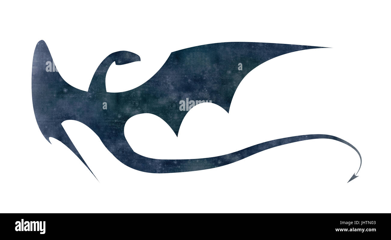 dragon illustration with paper texture on white background Stock Photo ...