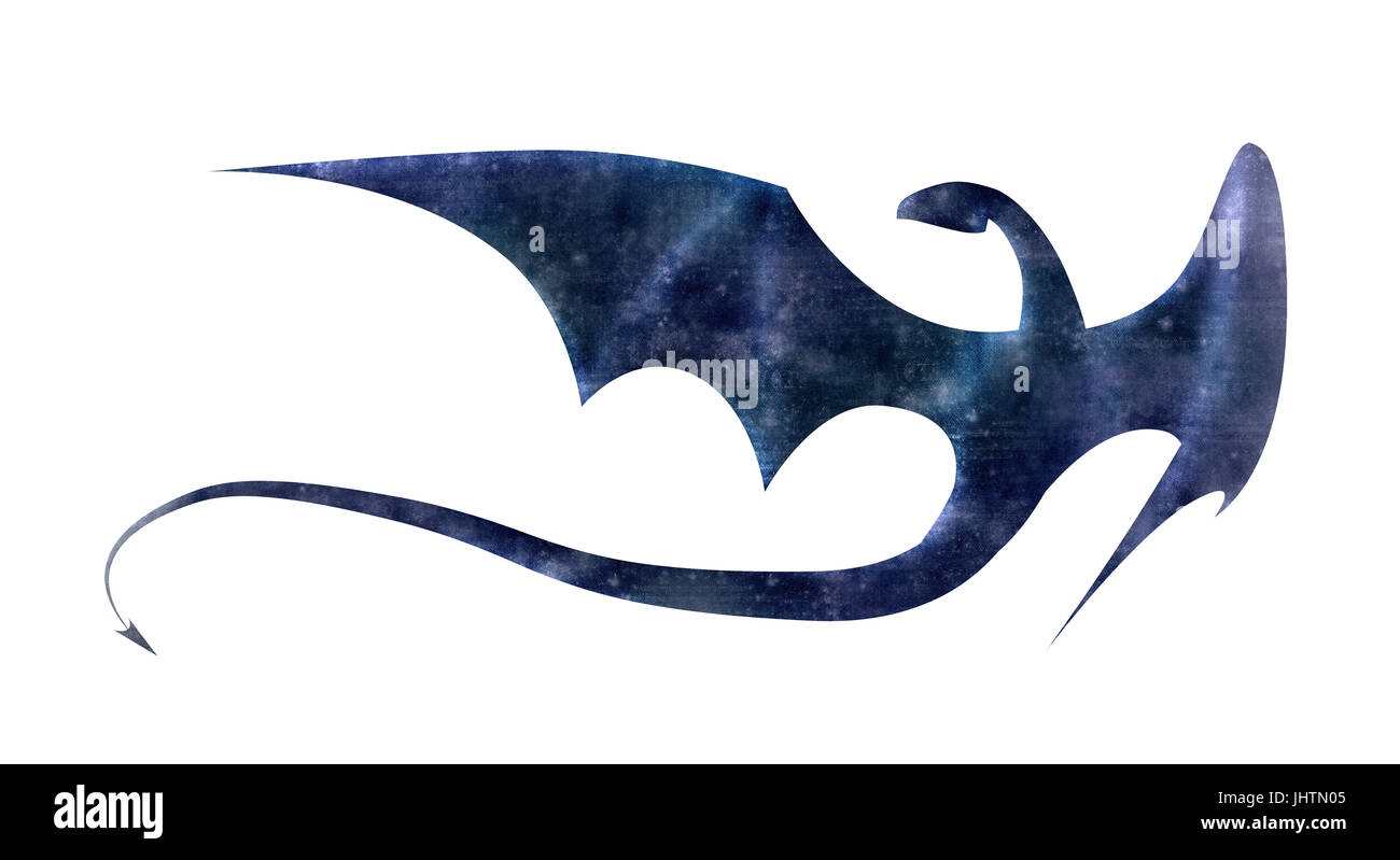 dragon illustration with paper texture, some shading with side light ...