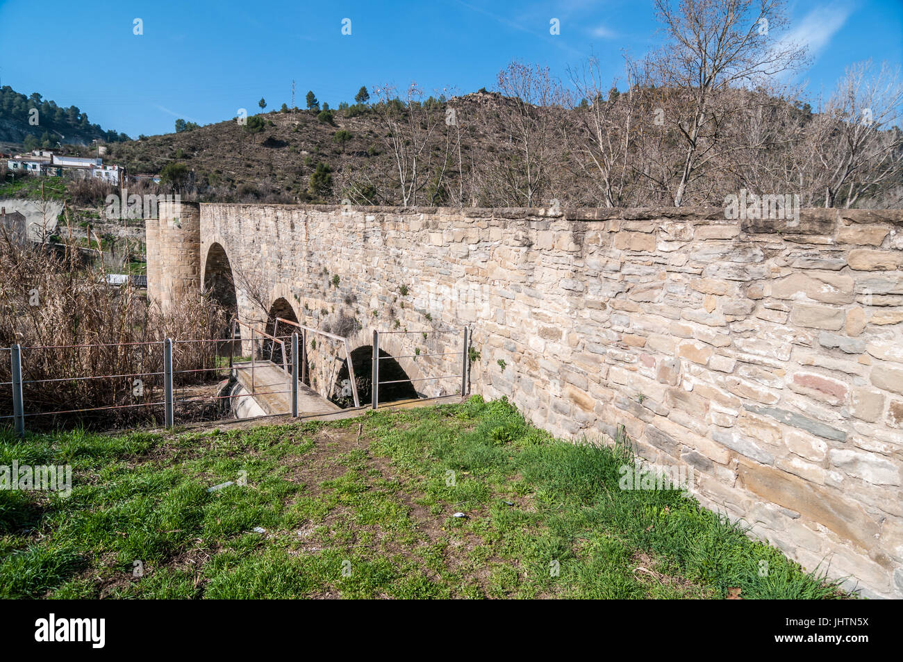 View of Vilomara Bridge, a monumental work of engineering that gives ...