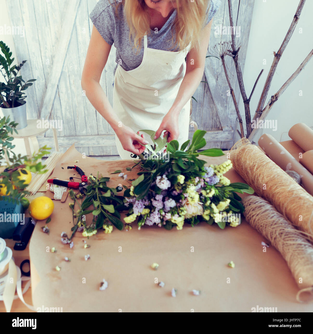 Florist create flower composition hi-res stock photography and images ...