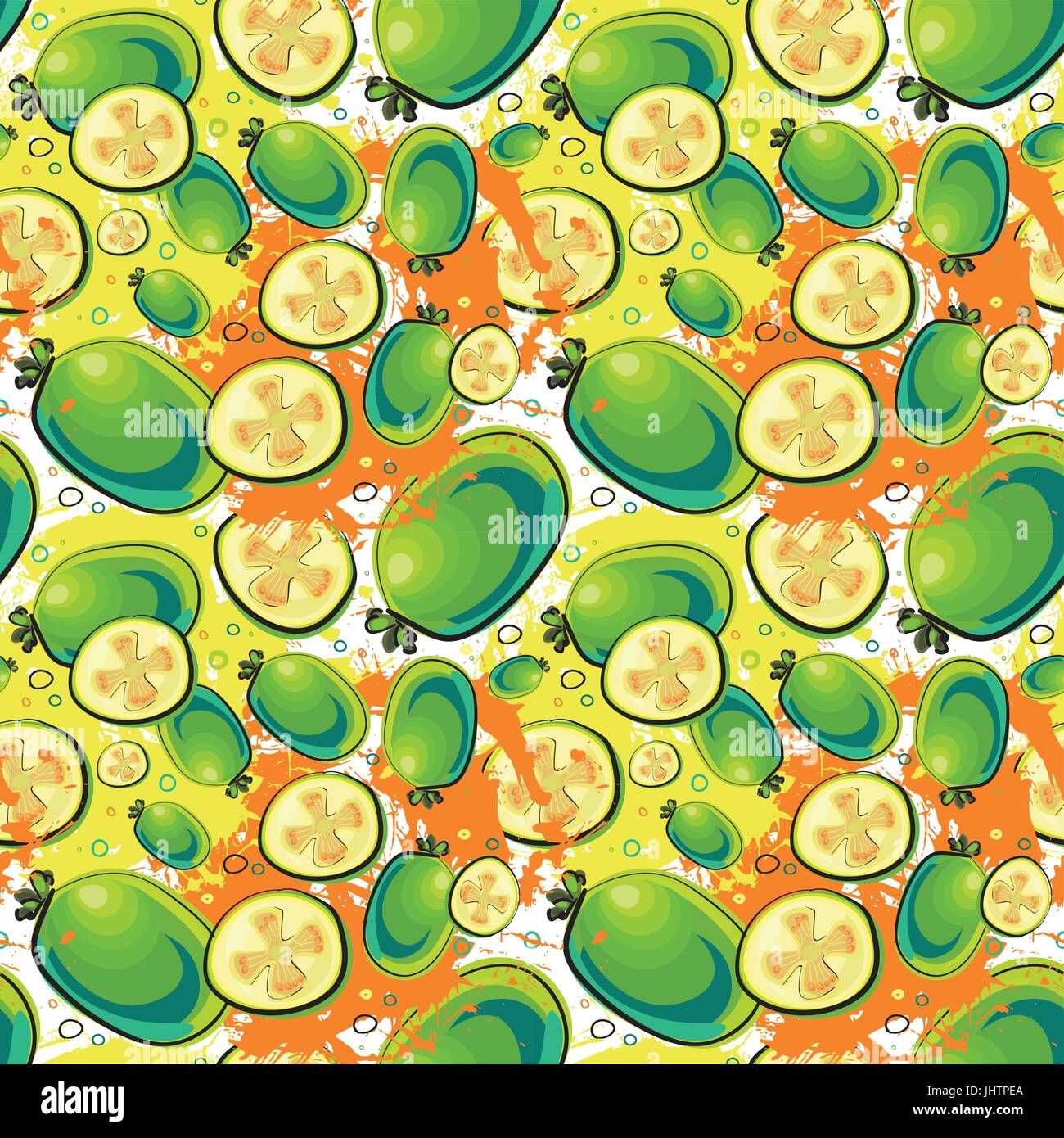 Seamless Pattern Guava Fruits Exotic Ornament Background Stock Vector ...