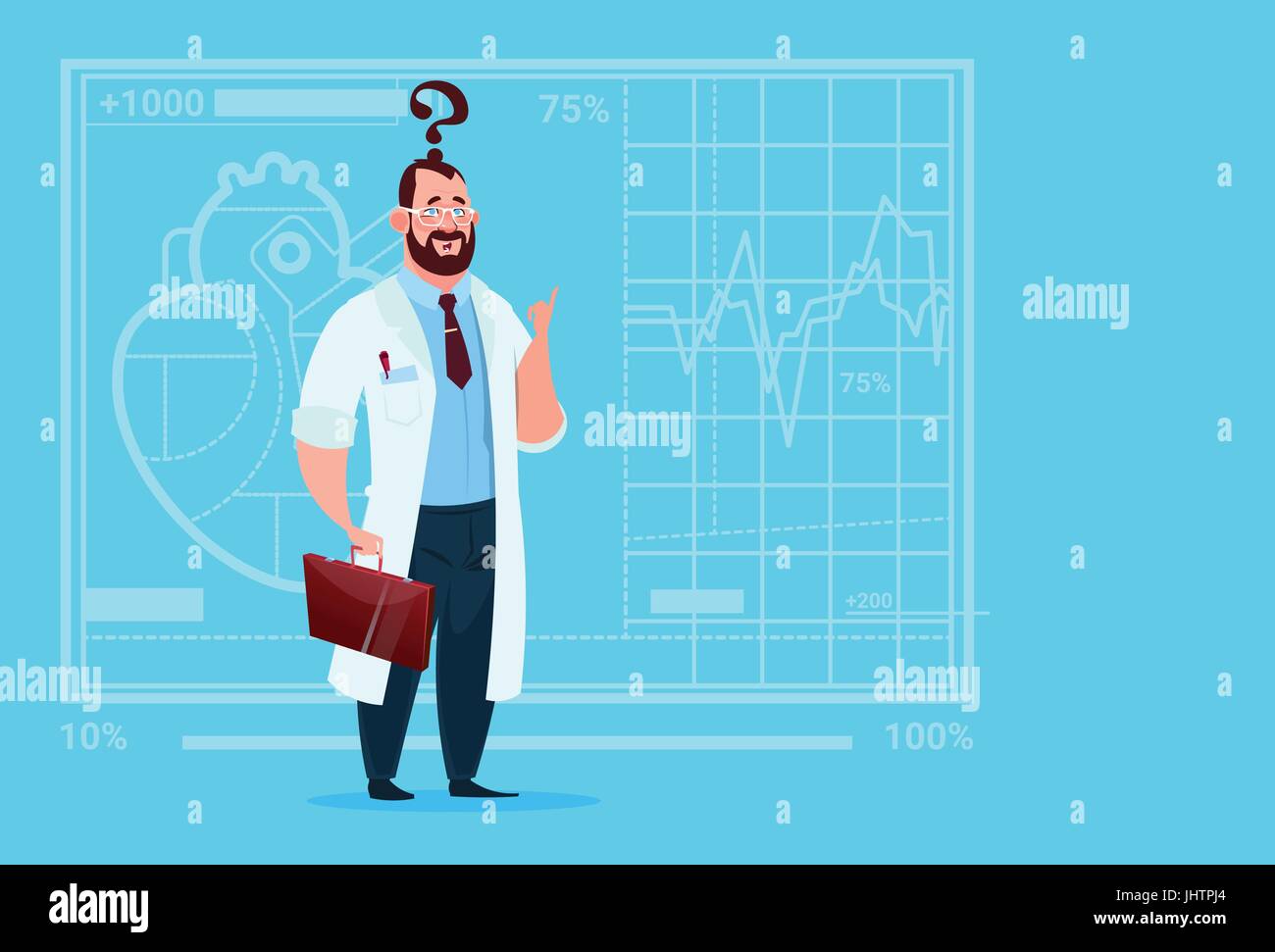 Doctor Confused Thinking Medical Clinics Worker Hospital Stock Vector ...