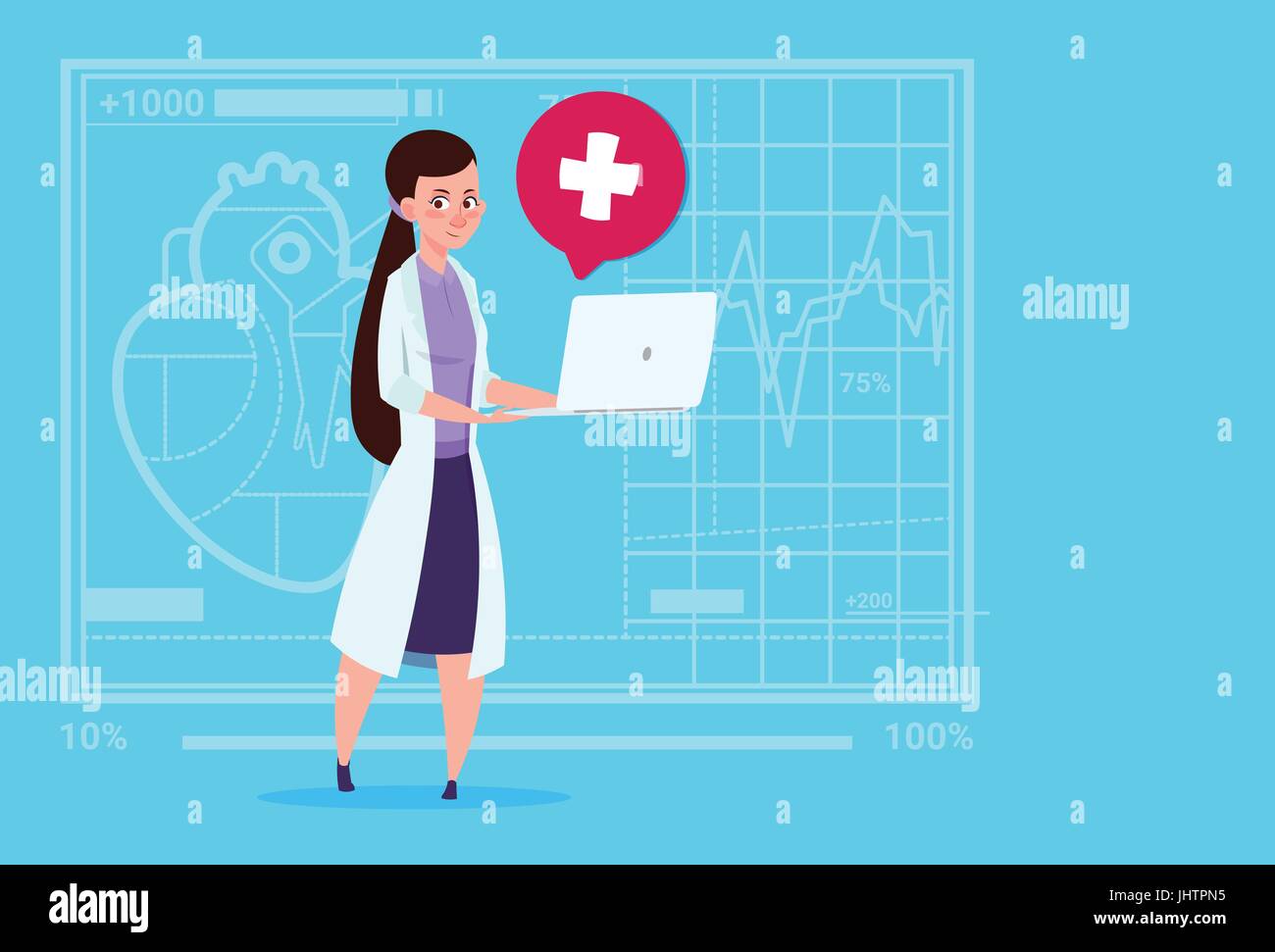 Female Doctor Hold Laptop Computer Online Consultation Medical Clinics ...