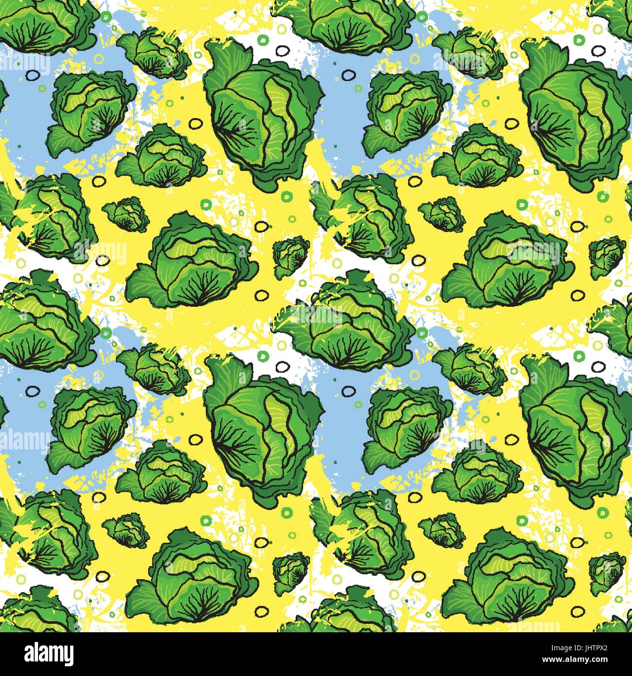 Seamless Pattern Cabbage Vegetables Ornament Background Stock Vector ...