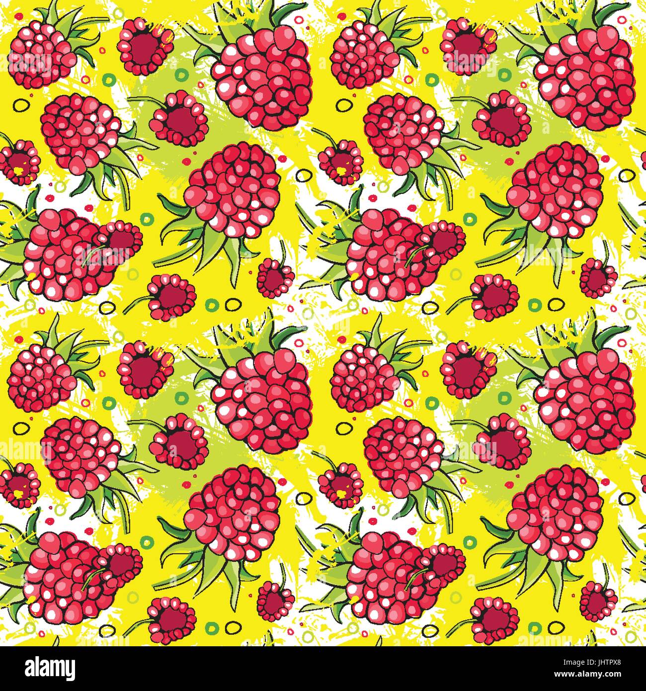 Seamless Pattern Raspberry Fruits Summer Ornament Background Stock ...