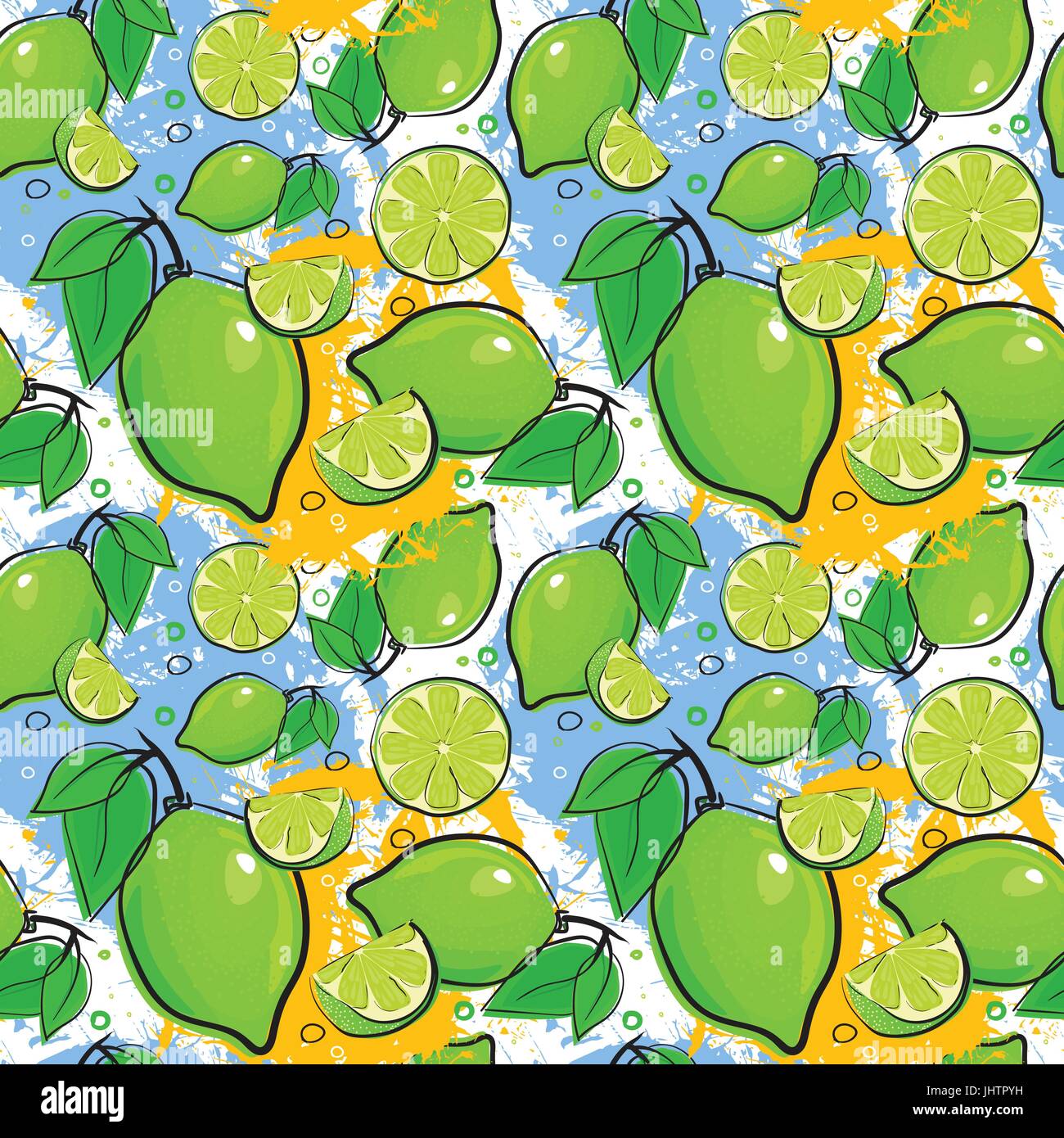 Seamless Pattern Lime Fruits Summer Ornament Background Stock Vector ...