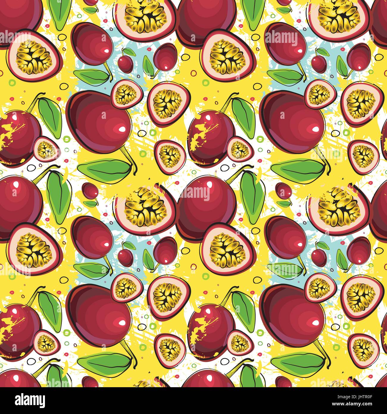 Seamless Pattern Passion Fruits Exotic Ornament Background Stock Vector ...