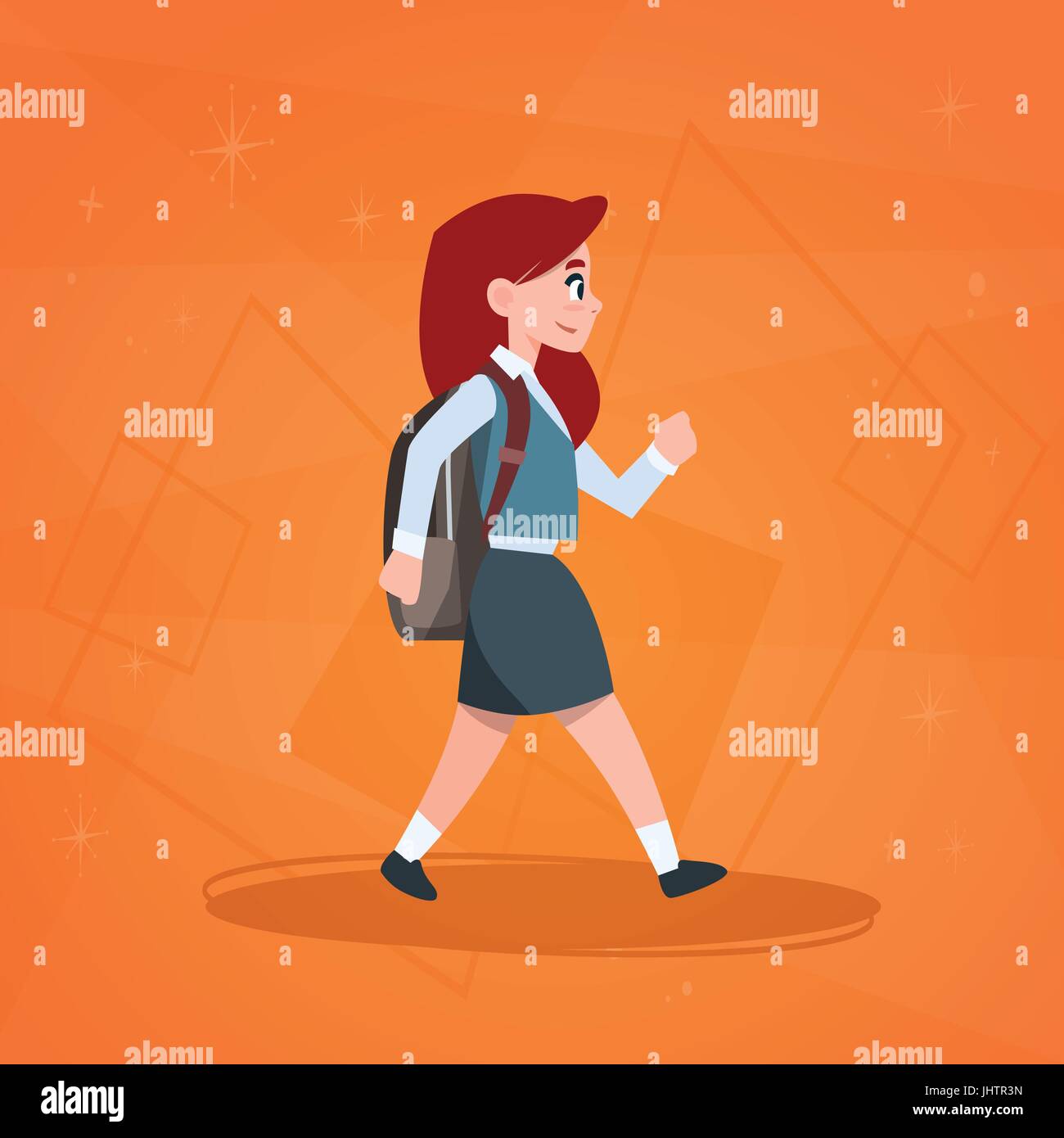 Education cartoon girl walking back hi-res stock photography and images ...