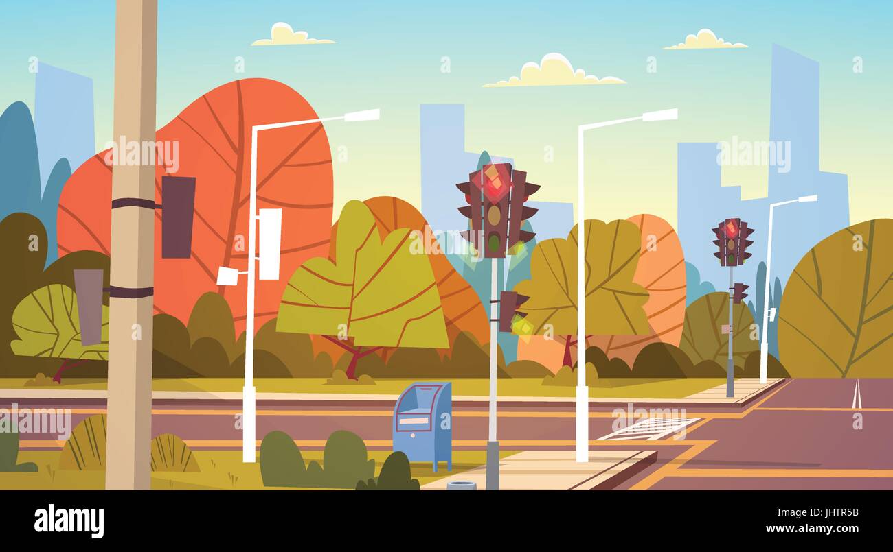 Empty autumn street Stock Vector Images - Alamy