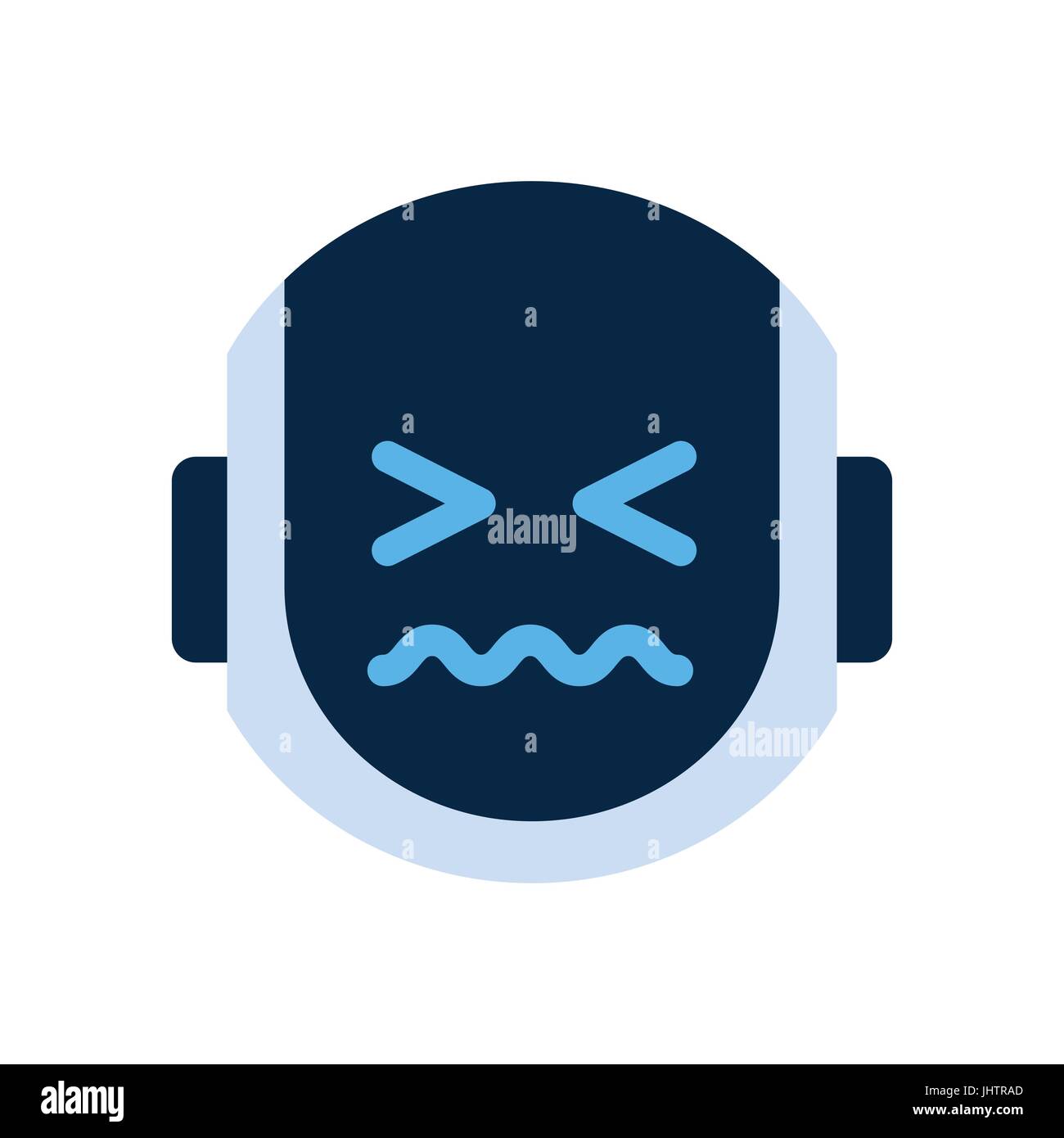 Robot Face Icon Sad Face Dissappointed Emotion Robotic Emoji Stock ...