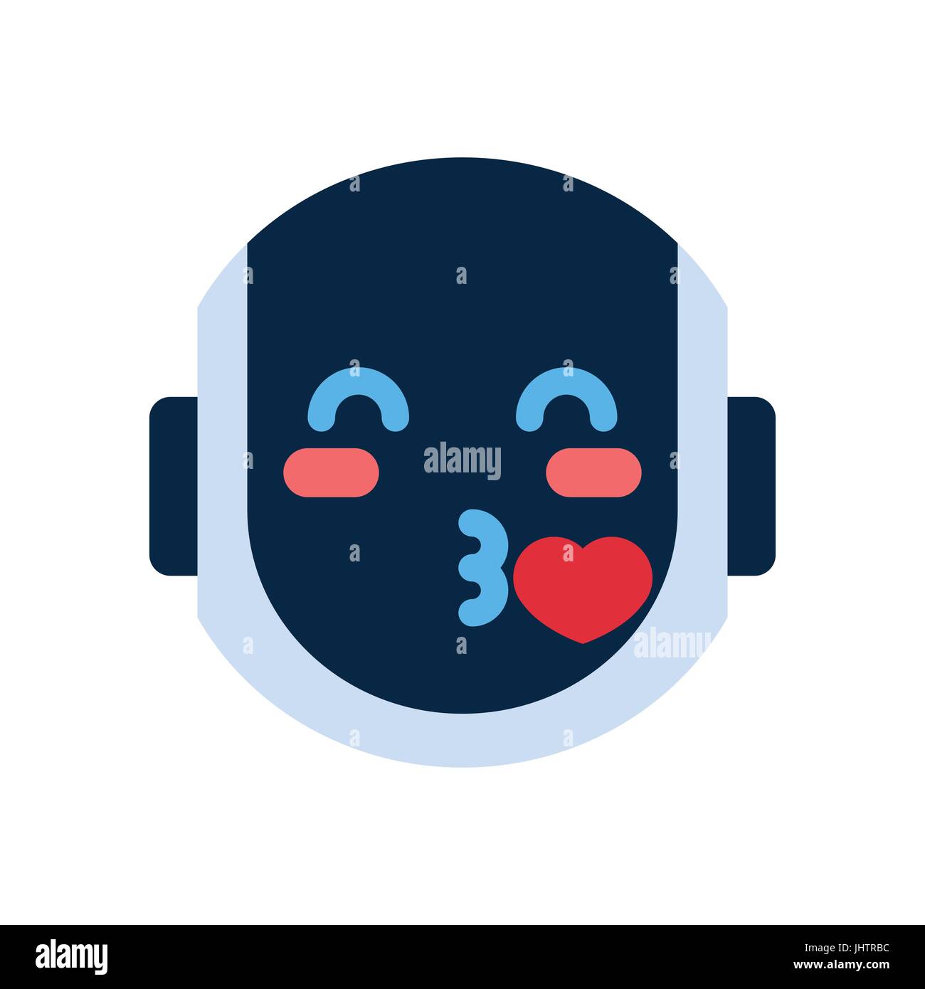 Robot Face Icon Smiling Face Blowing Kiss Emotion Robotic Emoji Stock ...