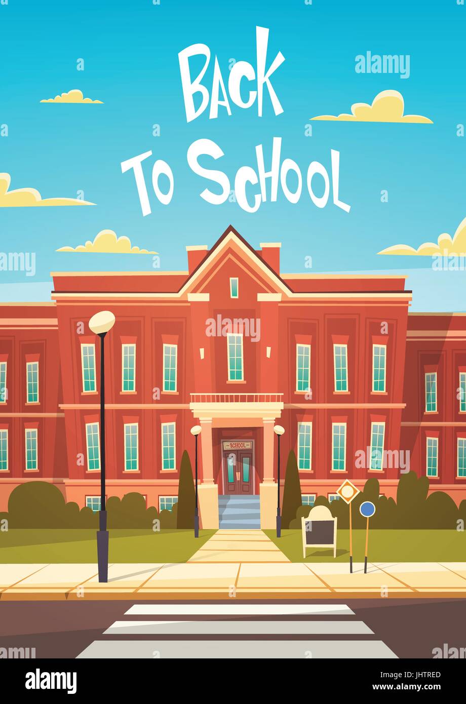 Back To School Modern Building Exterior Education Concept Stock Vector ...