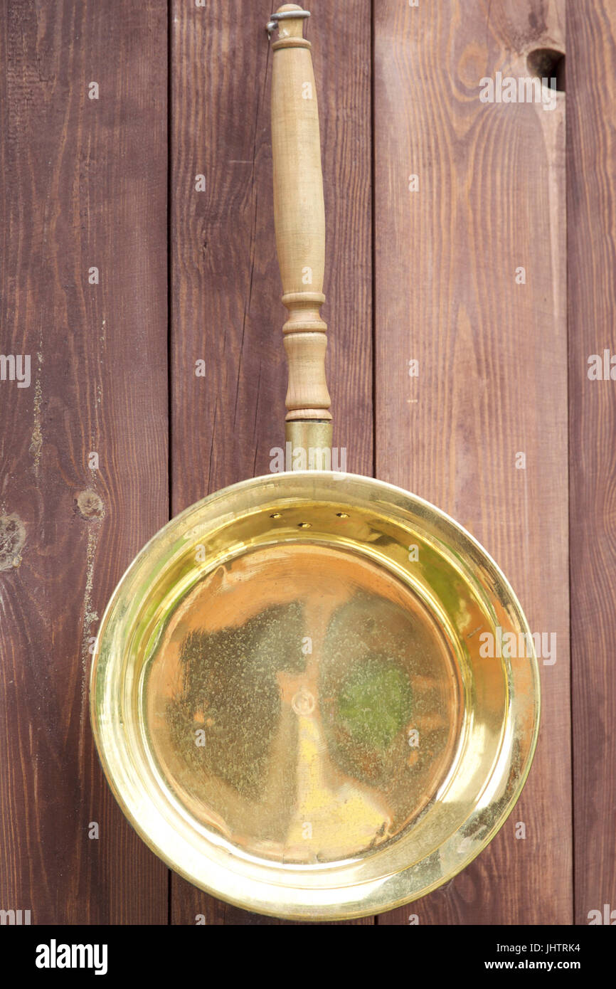 Cookware for fire made of copper alloy, Russia Stock Photo - Alamy