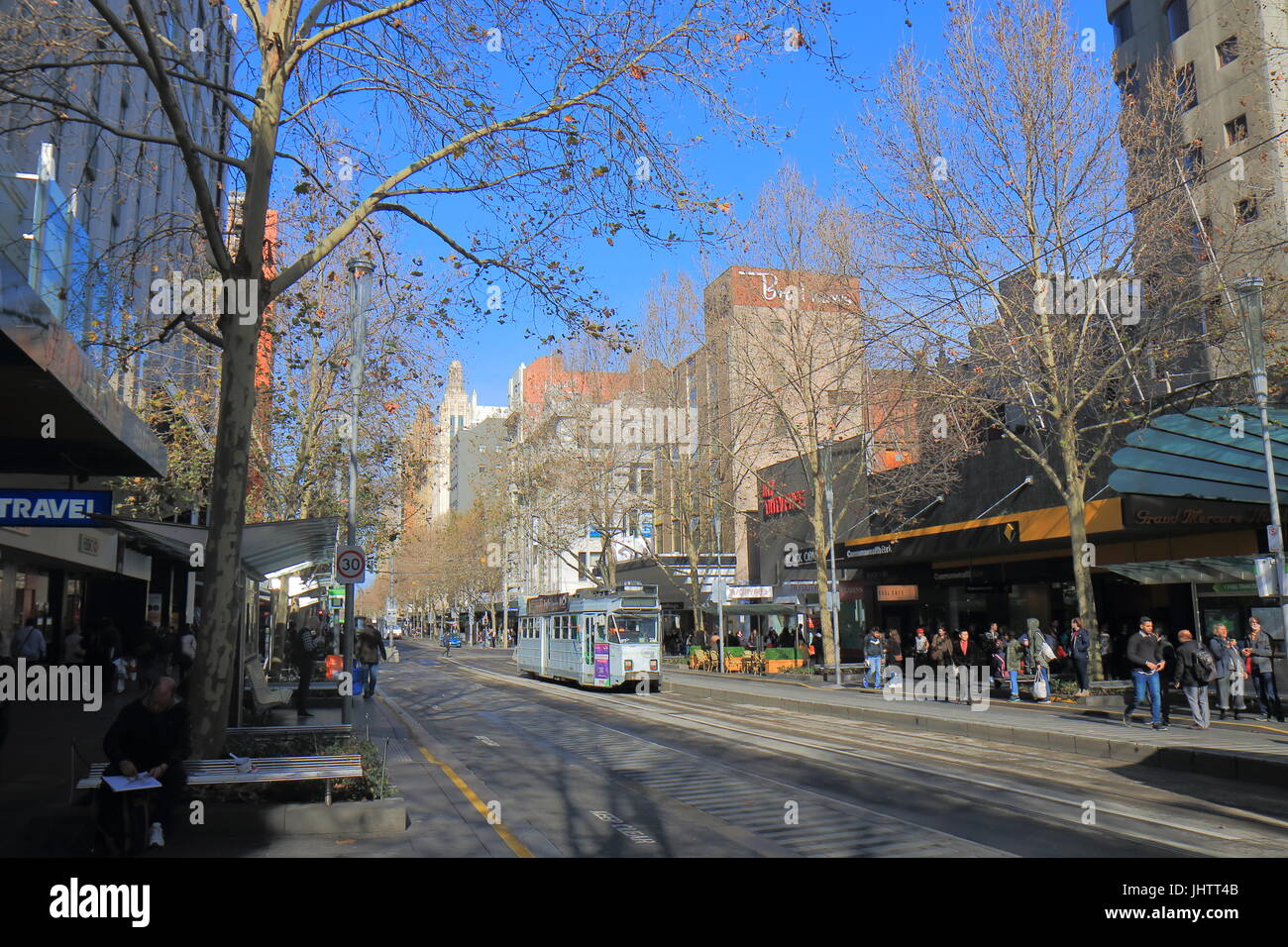 People visit Swanston street in downtown Melbourne Australia Stock ...