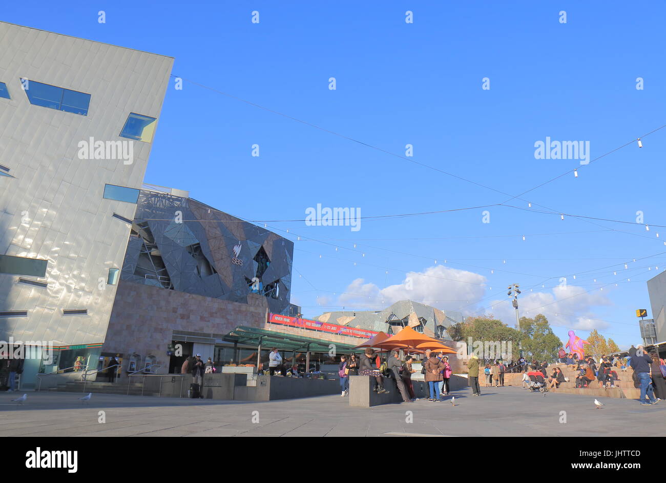 People visit Federation Square in Melbourne Australia Stock Photo - Alamy