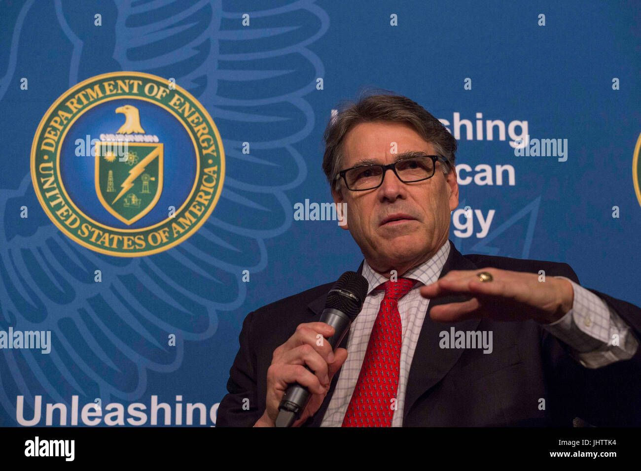 U.S. Energy Secretary Rick Perry speaks during a roundtable discussion ...