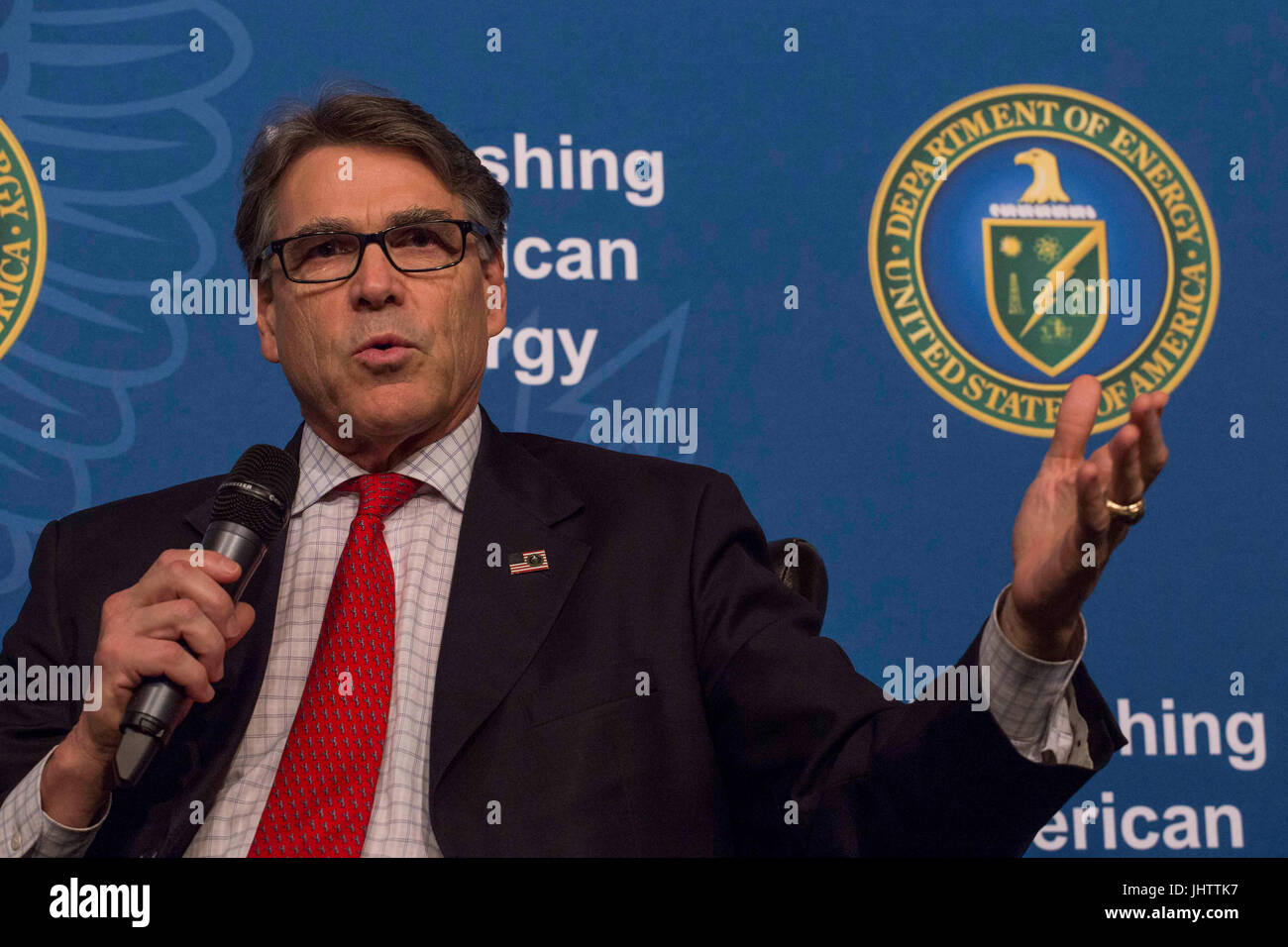 U.S. Energy Secretary Rick Perry speaks during a roundtable discussion ...