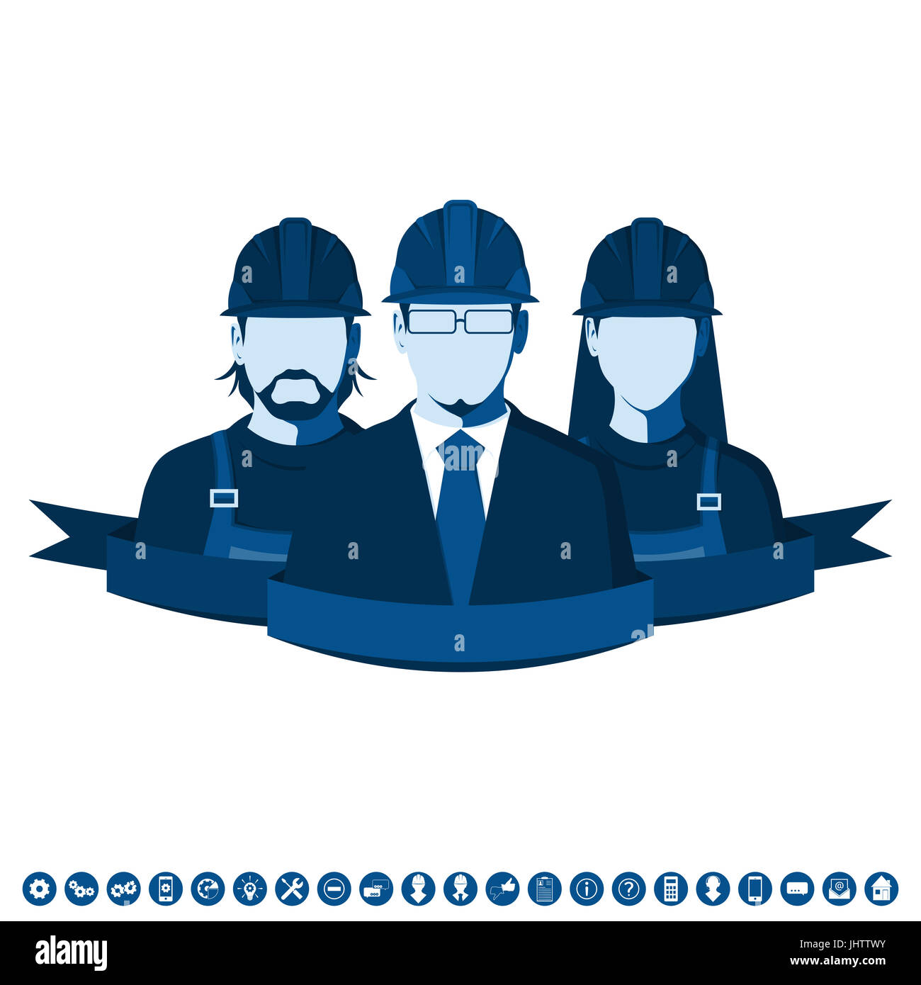 Engineering team. Flat avatars of technical service employees ...