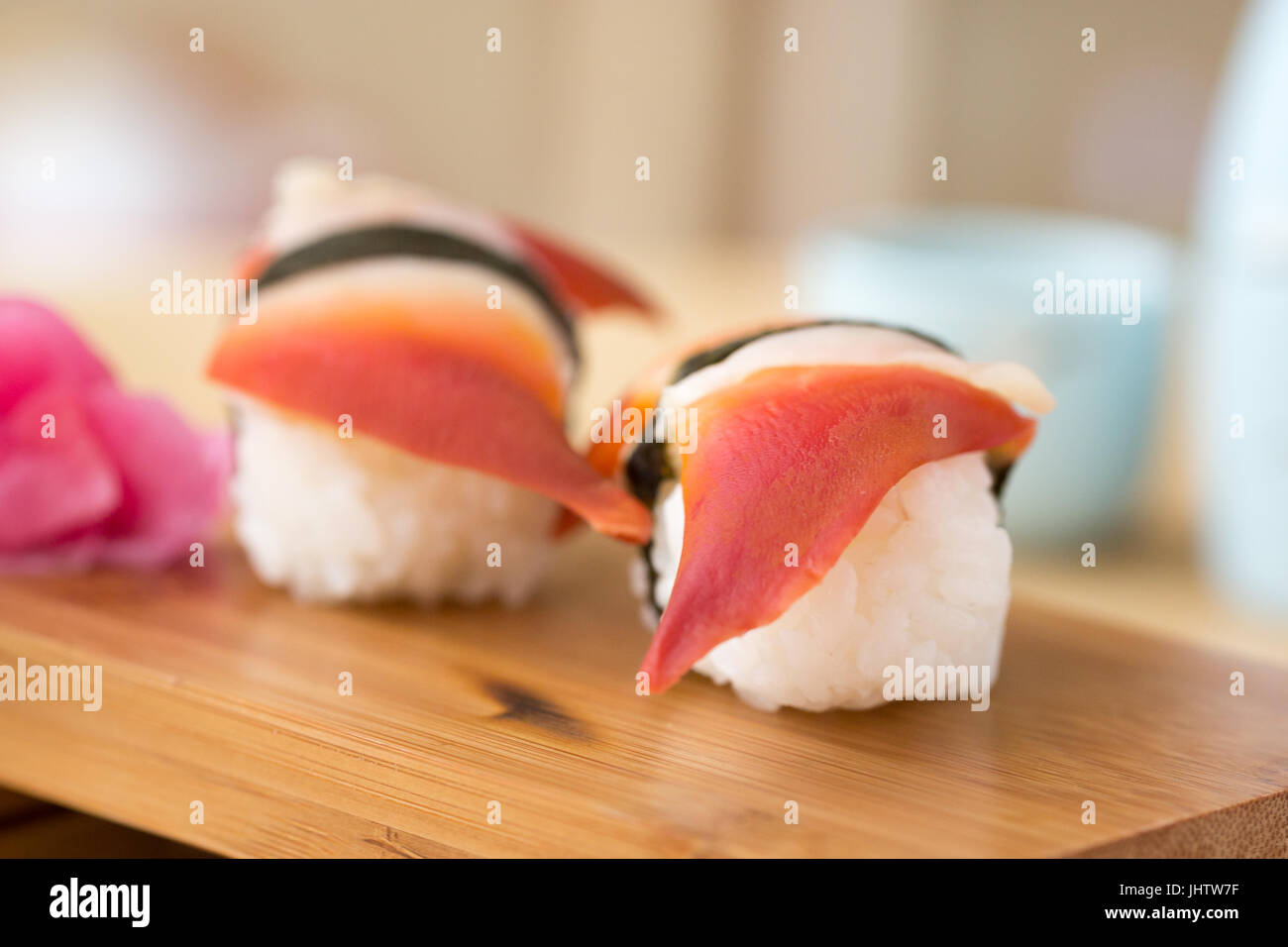 The View of Delicious Surf Clam Sushi in a Traditional Japanese ...