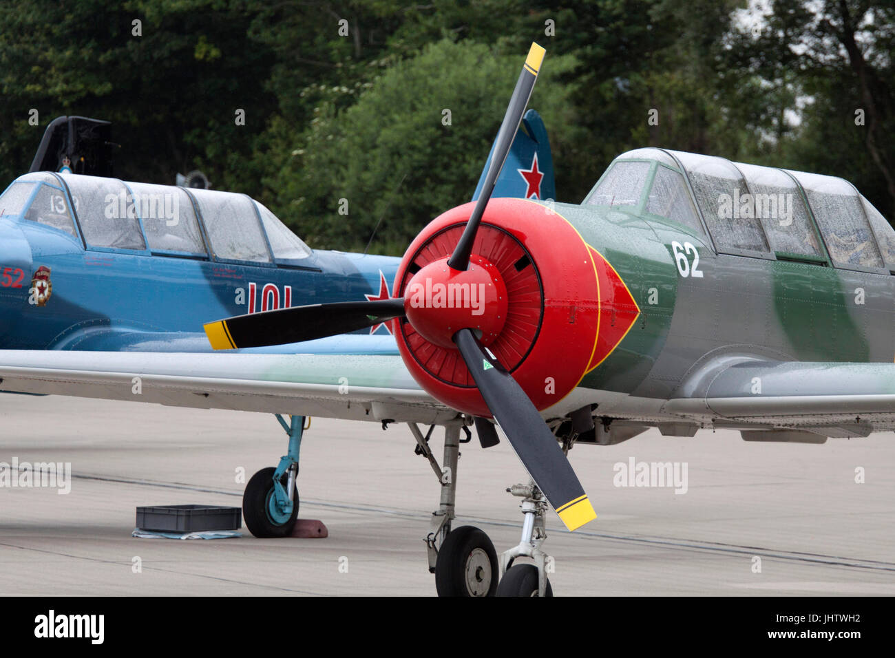 Close up photo of a vintage airplane with a propeller engine Stock ...