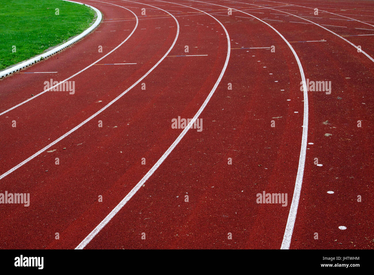 Abstract photo of white stripes of a running track of 400 meters Stock ...