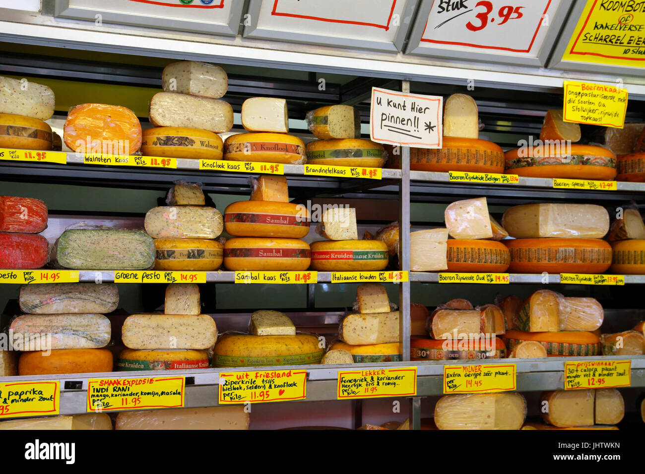 SNEEK , THE NETHERLANDS - APRIL 6 : Cheese stall at the market Stock ...