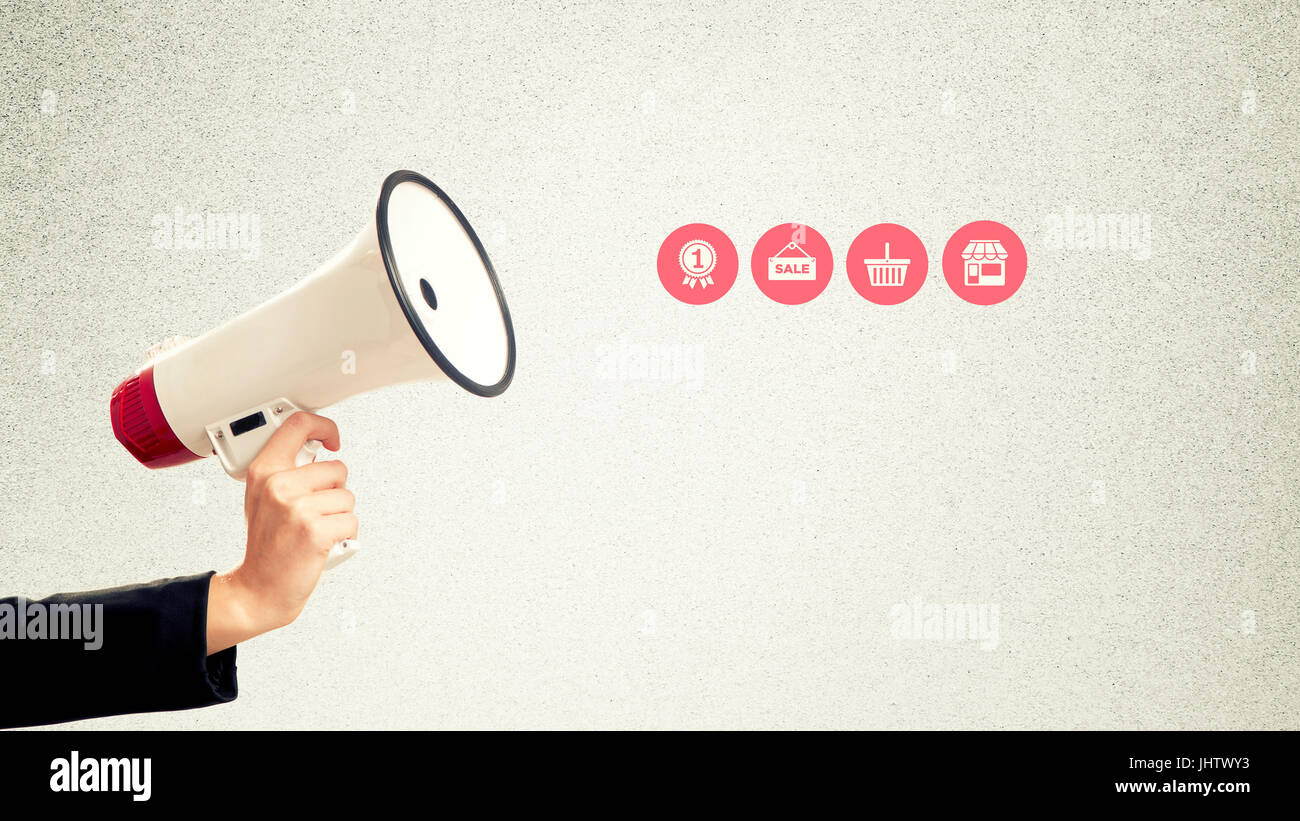 hand with a megaphone Stock Photo - Alamy
