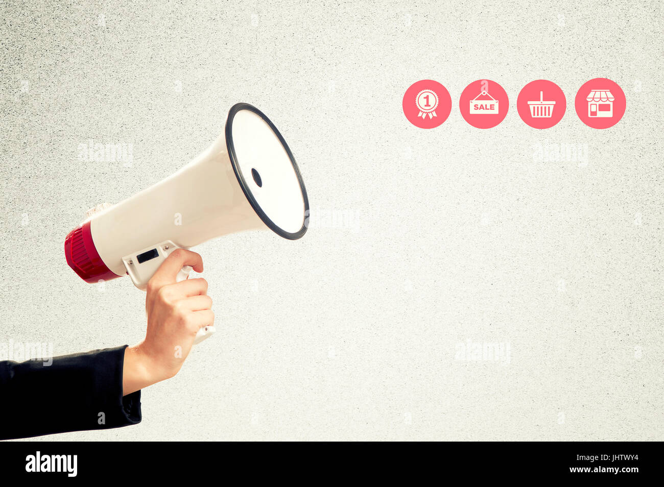hand with a megaphone Stock Photo - Alamy