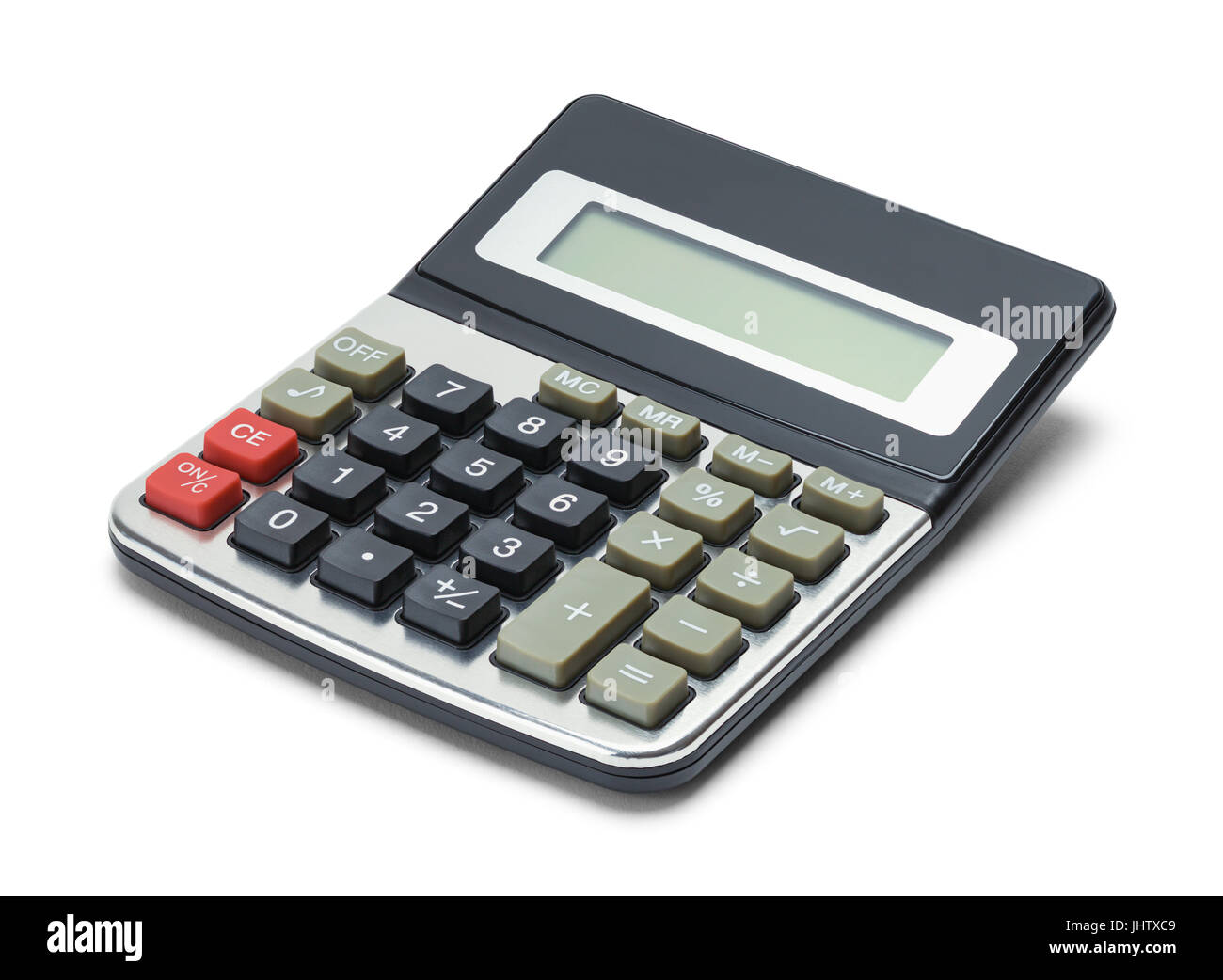 Grey Calculator Angle View Isolated on White Background Stock Photo - Alamy