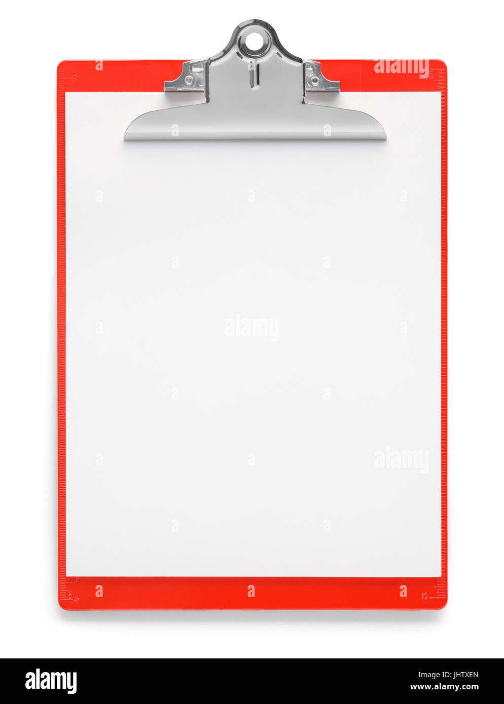 Red Clipboard with Paper Isolated on White Background Stock Photo - Alamy