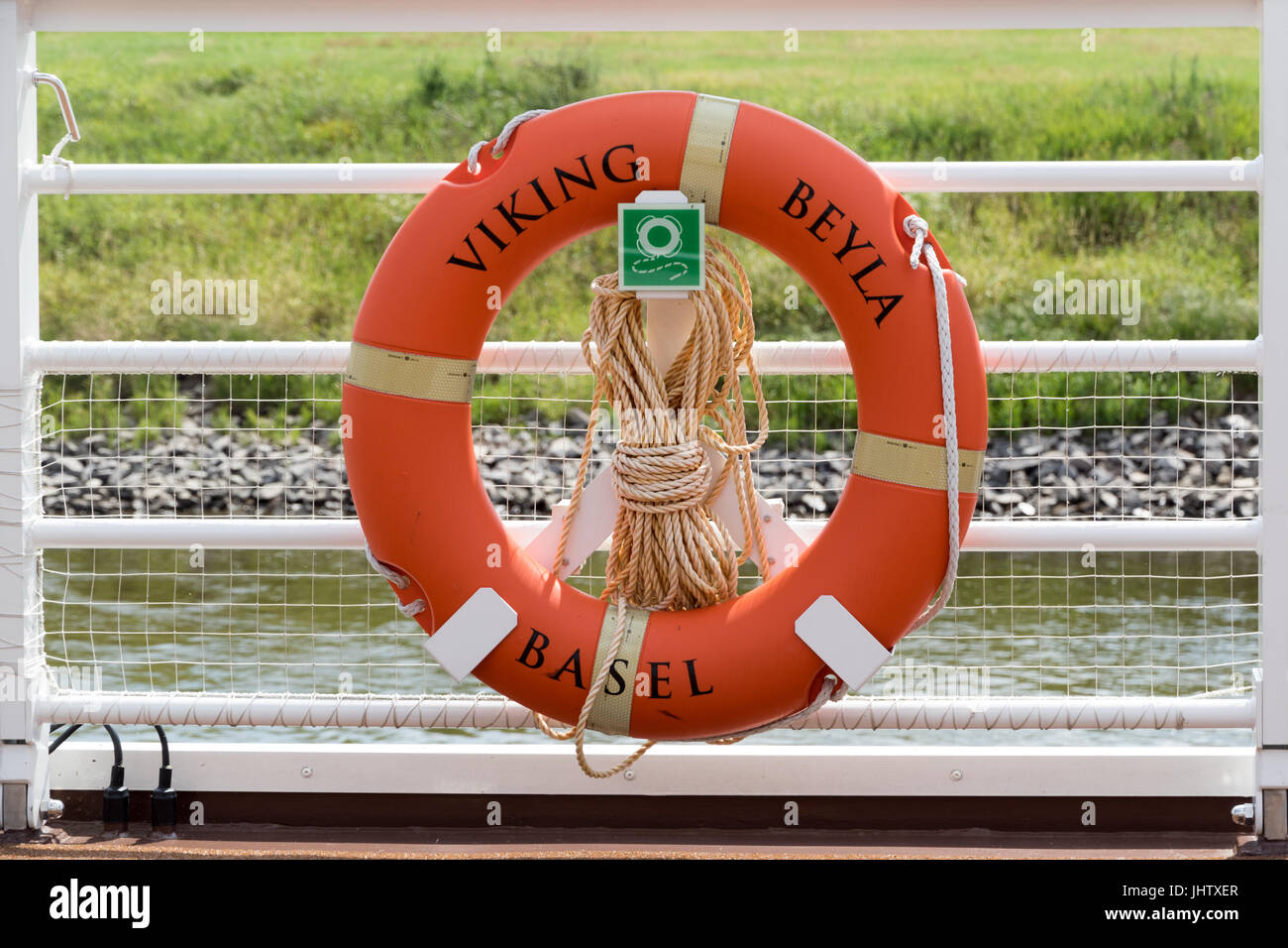 Viking longship Beyla lifebuoy Stock Photo - Alamy
