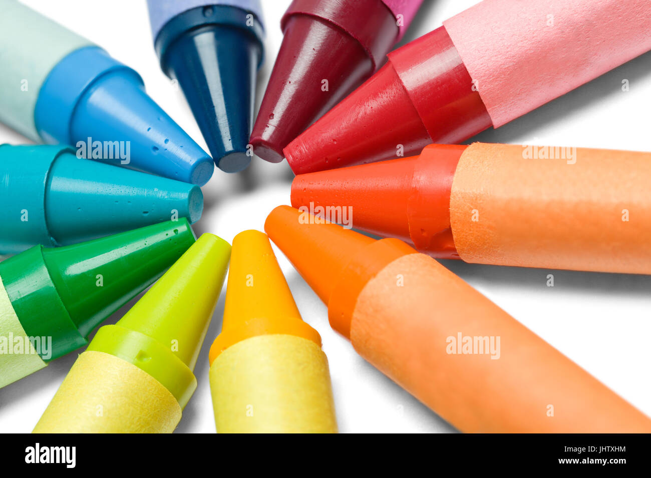 Circle of Crayons Isolated on White Background Stock Photo - Alamy
