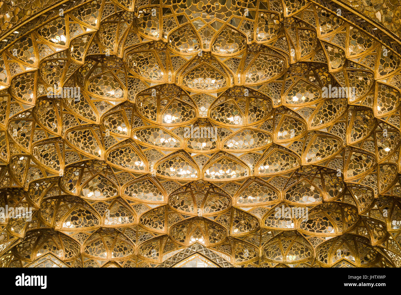 Muqarnas vault decorated with Venetian glass in Chehel Sotoun palace in ...