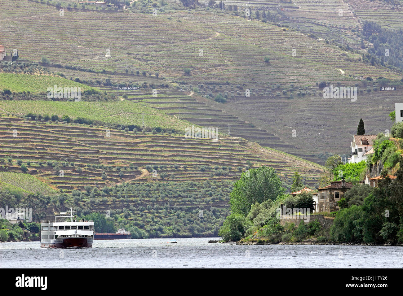 Tour boat on the Douro at Pinhao Douro River Portugal Stock Photo - Alamy