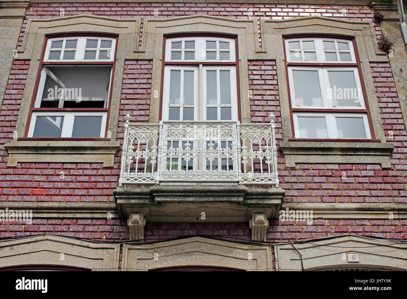 Red tile facade building residential neighborhood vila do conde hi-res ...