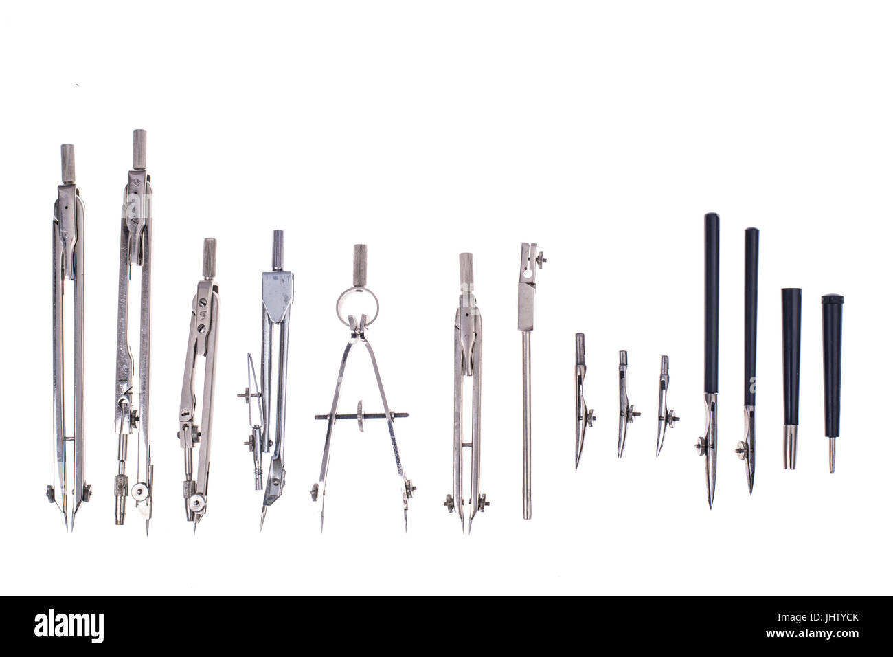 Retro metal drawing tools. Studio Photo Stock Photo - Alamy