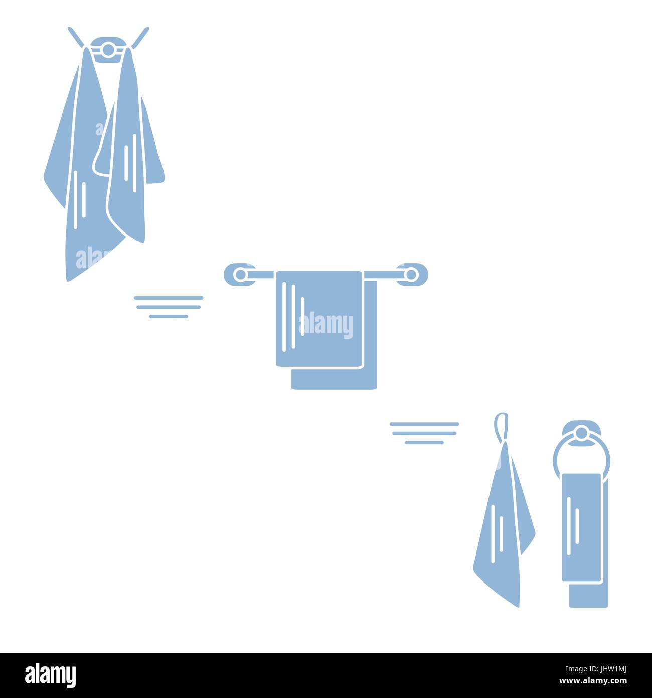 Set of towels hanging on different holders. Design for poster or print ...