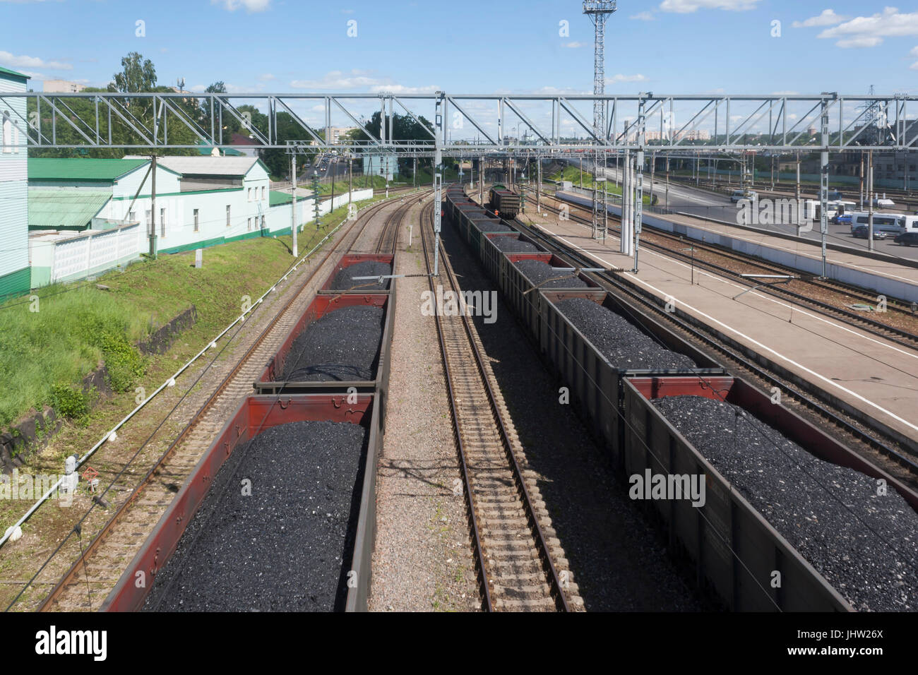 Railroad train loaded with coal Stock Photo - Alamy