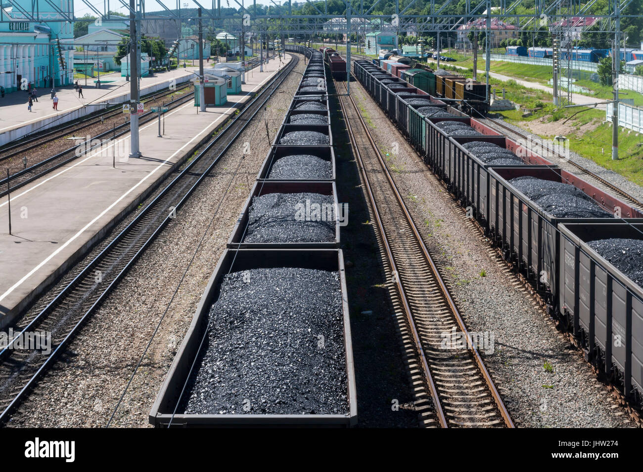 Railroad train loaded with coal Stock Photo - Alamy