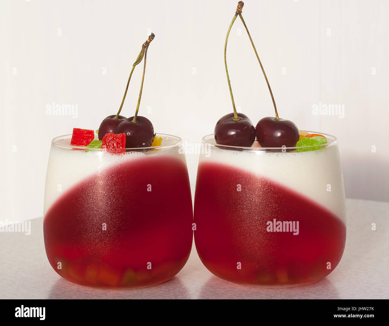 white-red cherry mousse Stock Photo - Alamy