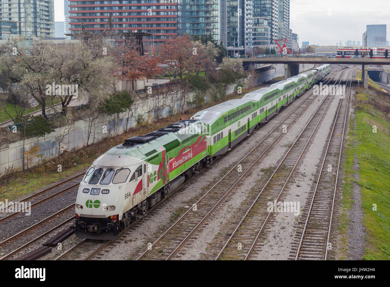 Go Transit train in Toronto downtown Stock Photo - Alamy