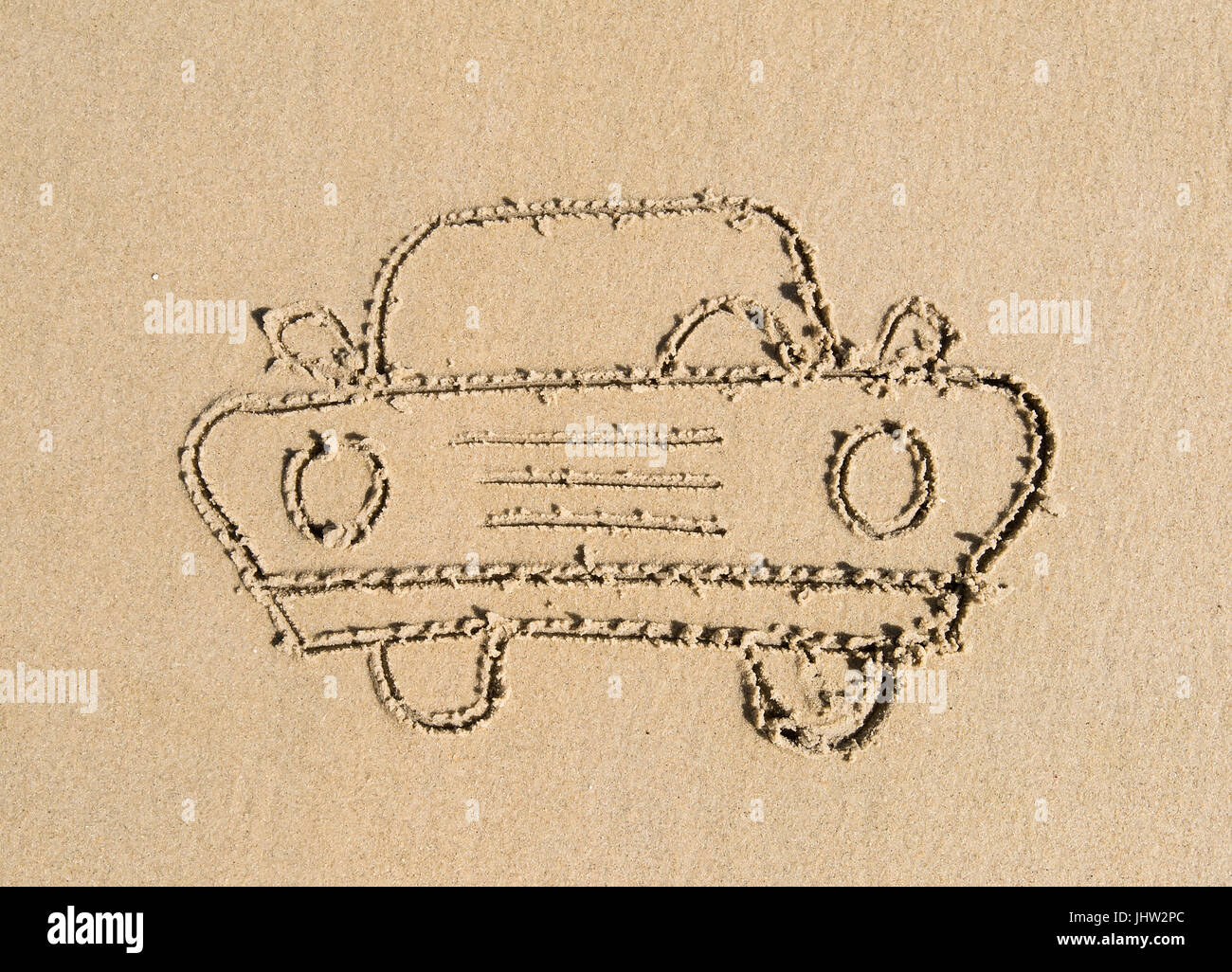 car drawing in the sand Stock Photo - Alamy