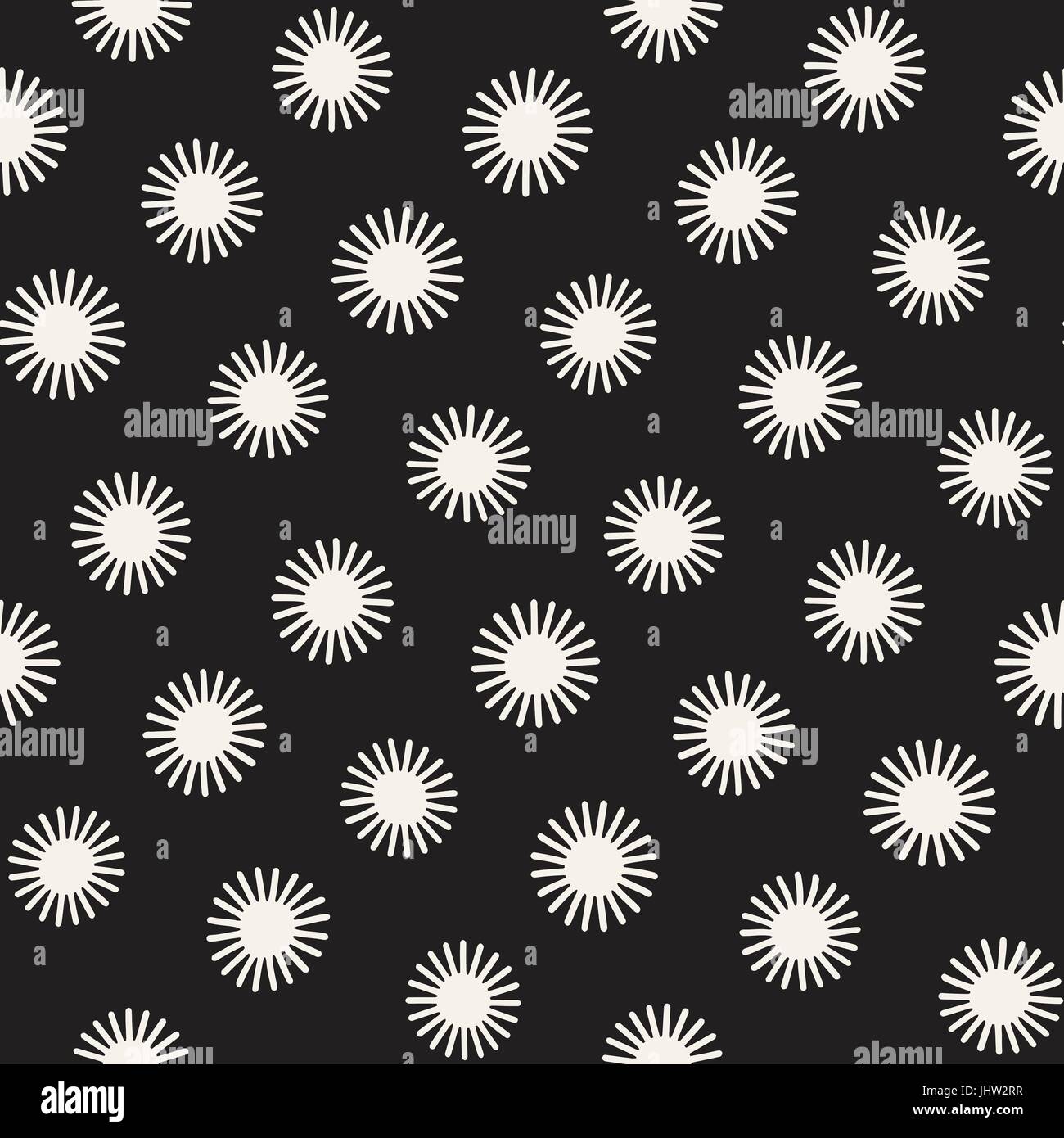 Vector seamless sunburst shapes freehand pattern. Abstract background ...