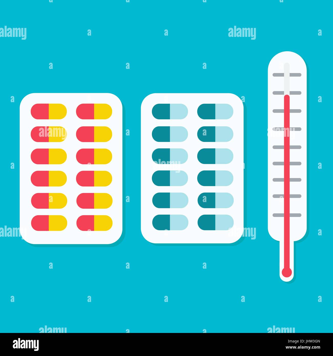Tablets ahd a thermometer icon Stock Vector Image & Art - Alamy