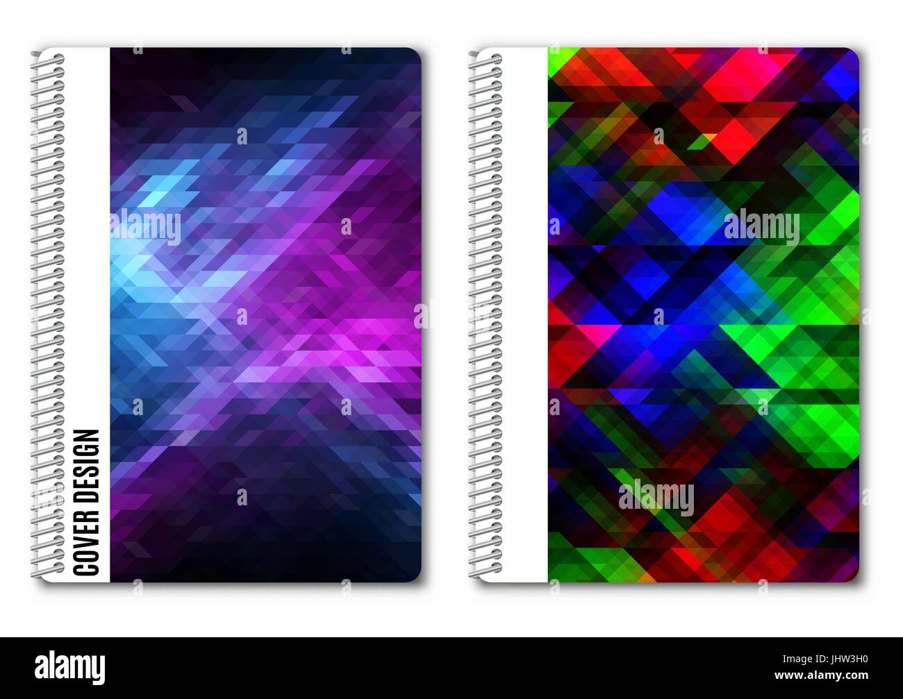 Template design covers for printing with bright abstract overlapping ...