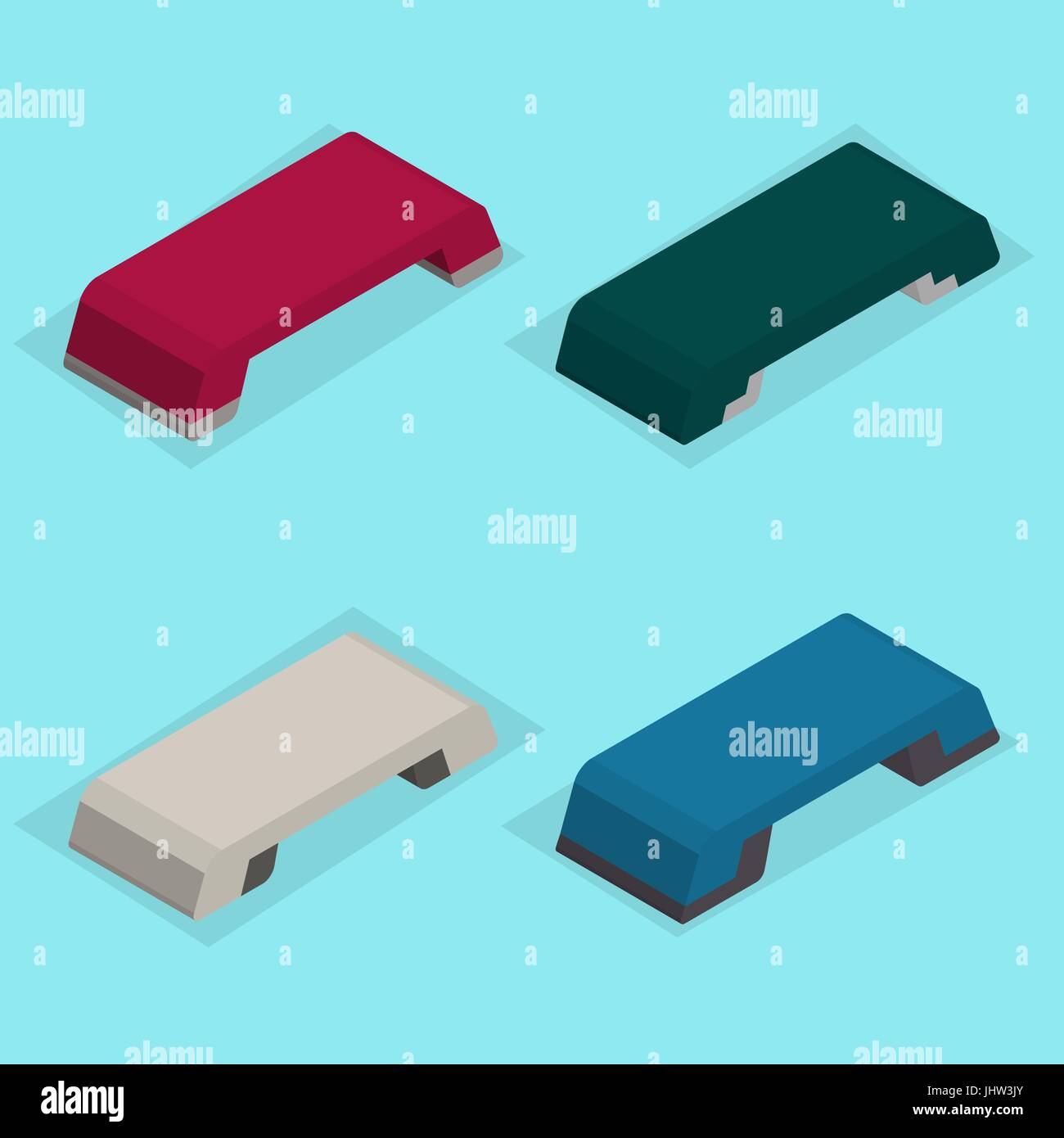 Set of different shape step platforms. Design elements of sports ...