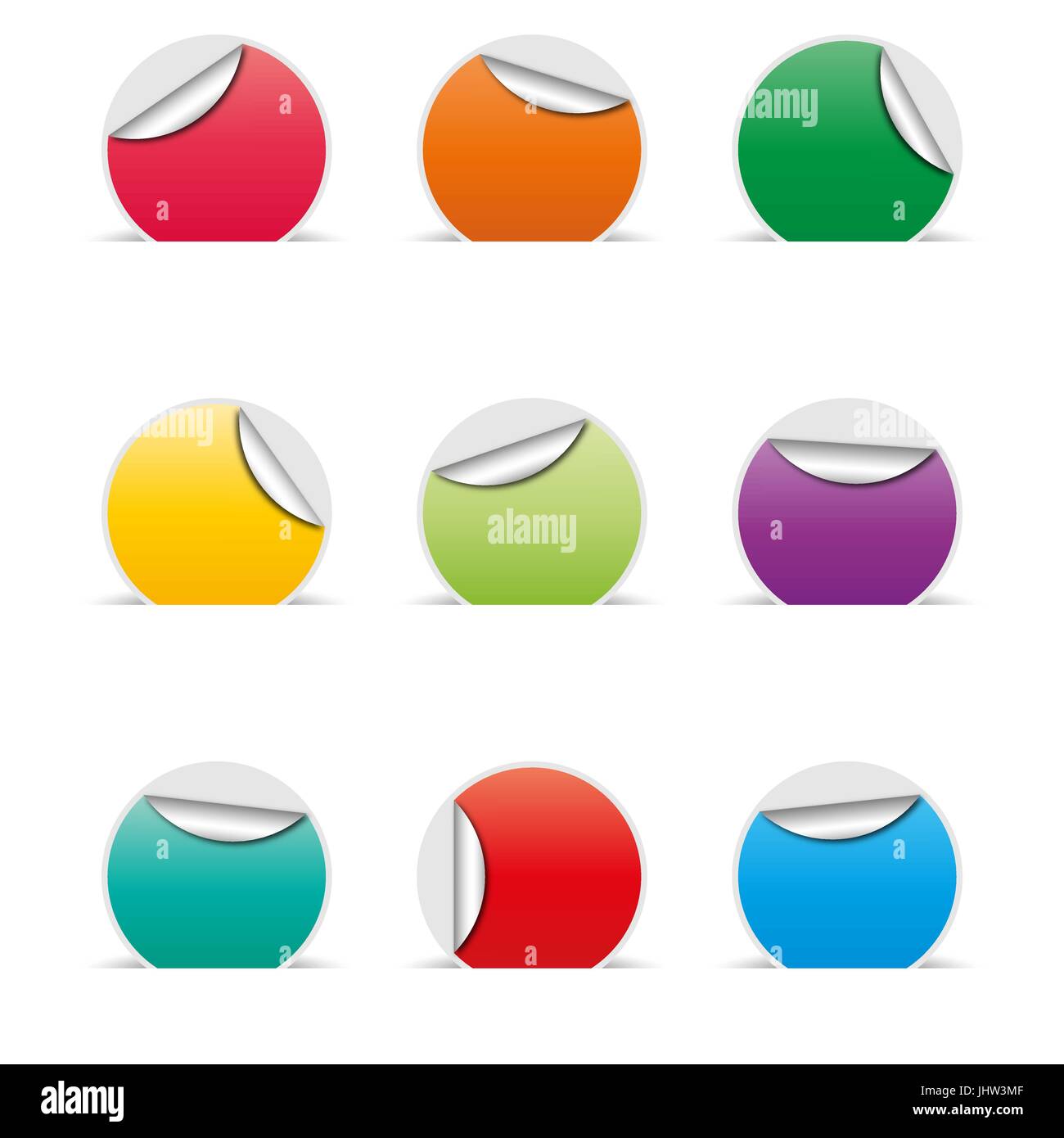 Set of empty paper stickers with space for text, isolated on white ...