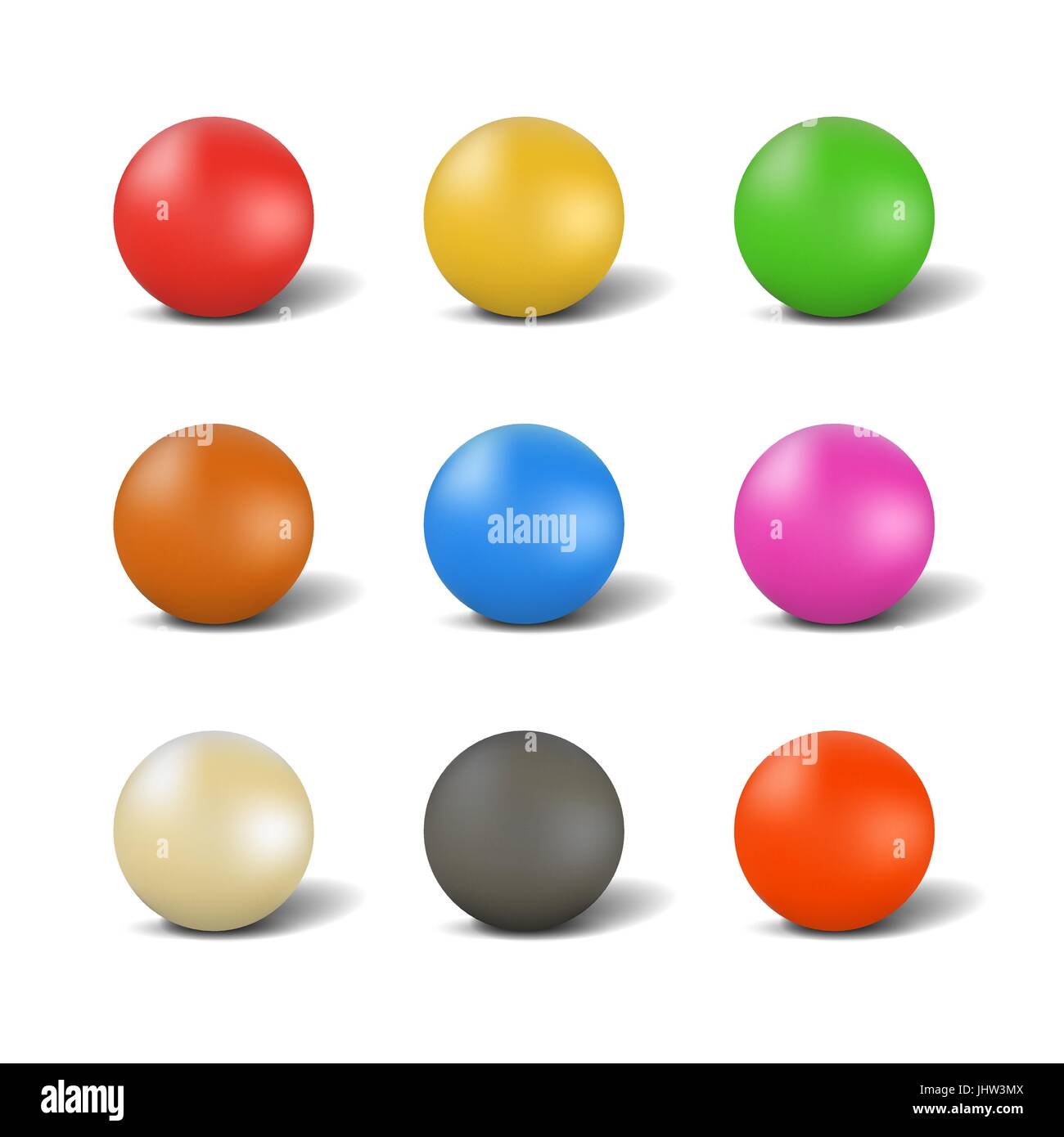 Set of multi-colored glossy balls for playing snooker with shadow ...