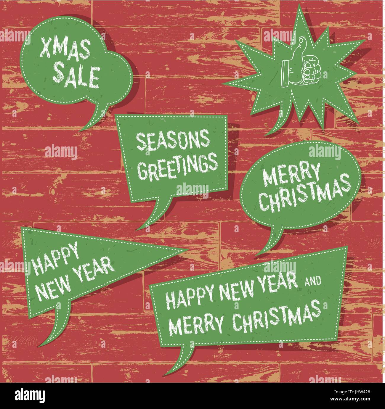 Xmas speech bubbles on wooden texture. Vector illustration, EPS10 Stock ...